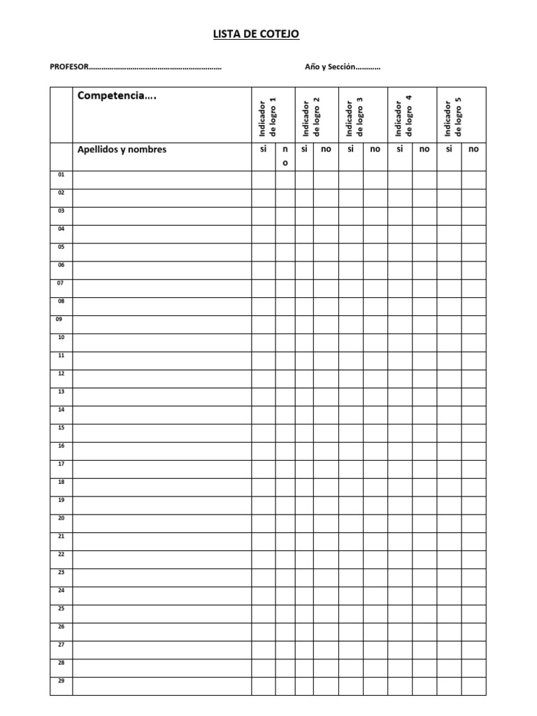 Lista de Cotejo | PDF