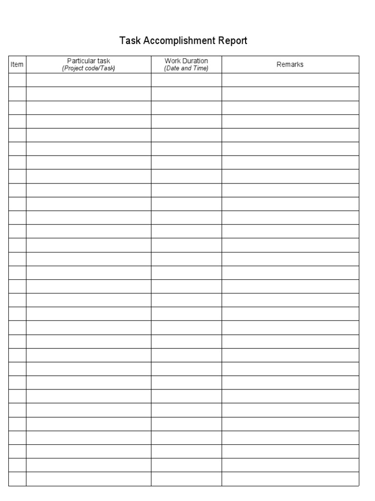 Task Accomplishment Form | PDF