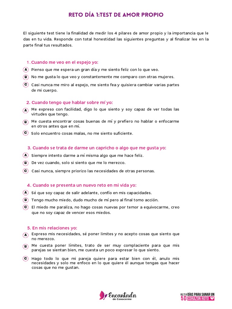 Reto Día 1 - Test de amor propio. | PDF
