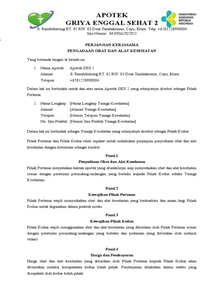 Mou Apotek Dengan Nakes | PDF | Hukum