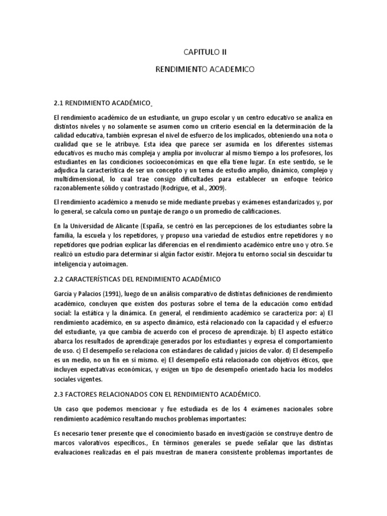Rendimiento Académico | PDF