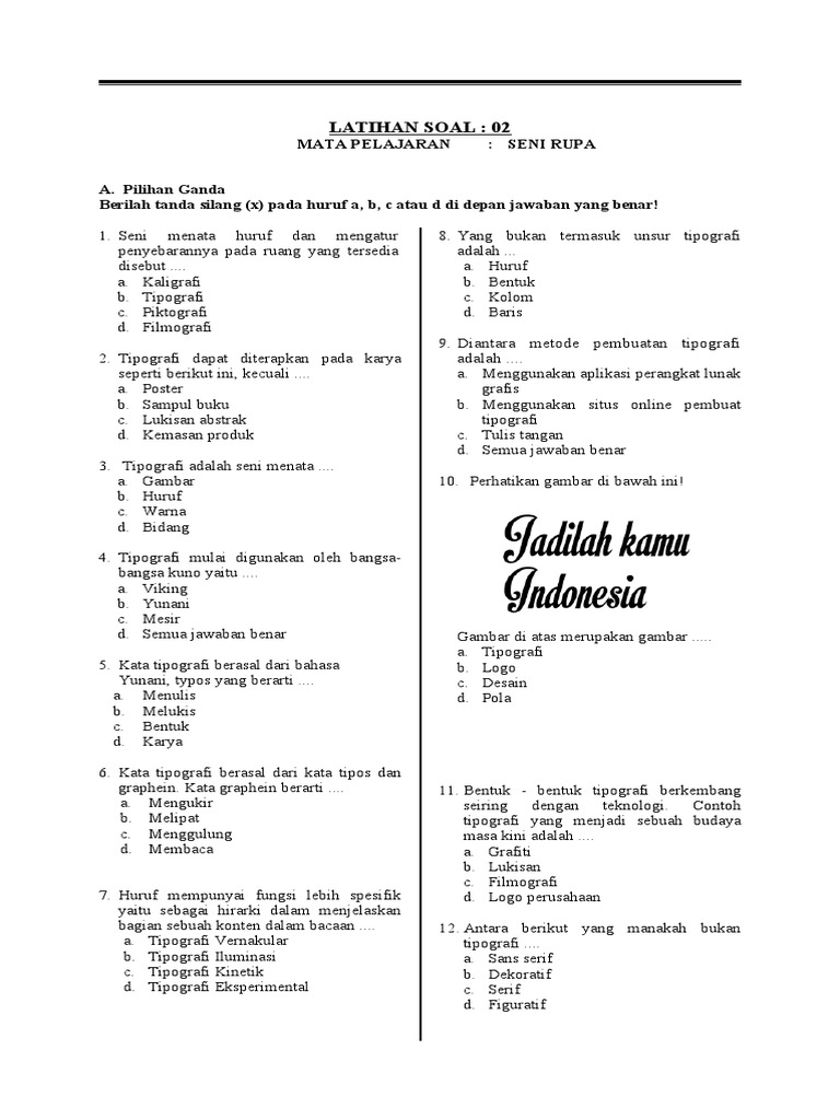 Soal Tipografi dan Logo Kelas 7 | PDF
