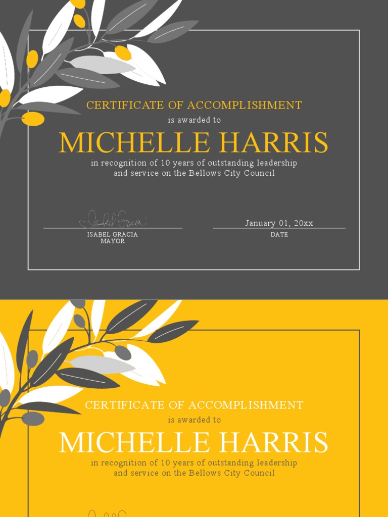 Olive Branch Certificate of Accomplishment | PDF