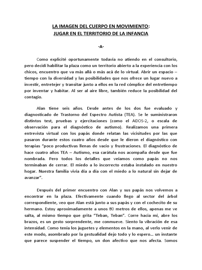 Articulo Febrero Esteban Levin La Imagen Del Cuerpo en Movimiento | PDF ...