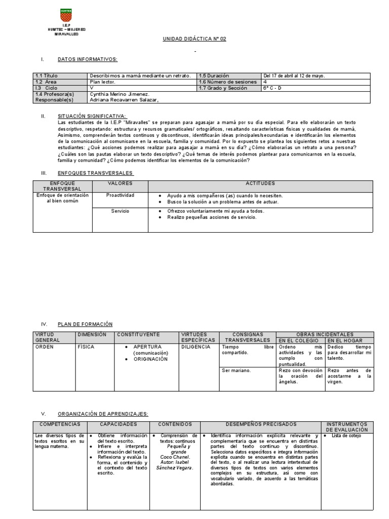 Unidad 2 - Plan Lector - 6to | PDF | Aprendizaje | Información