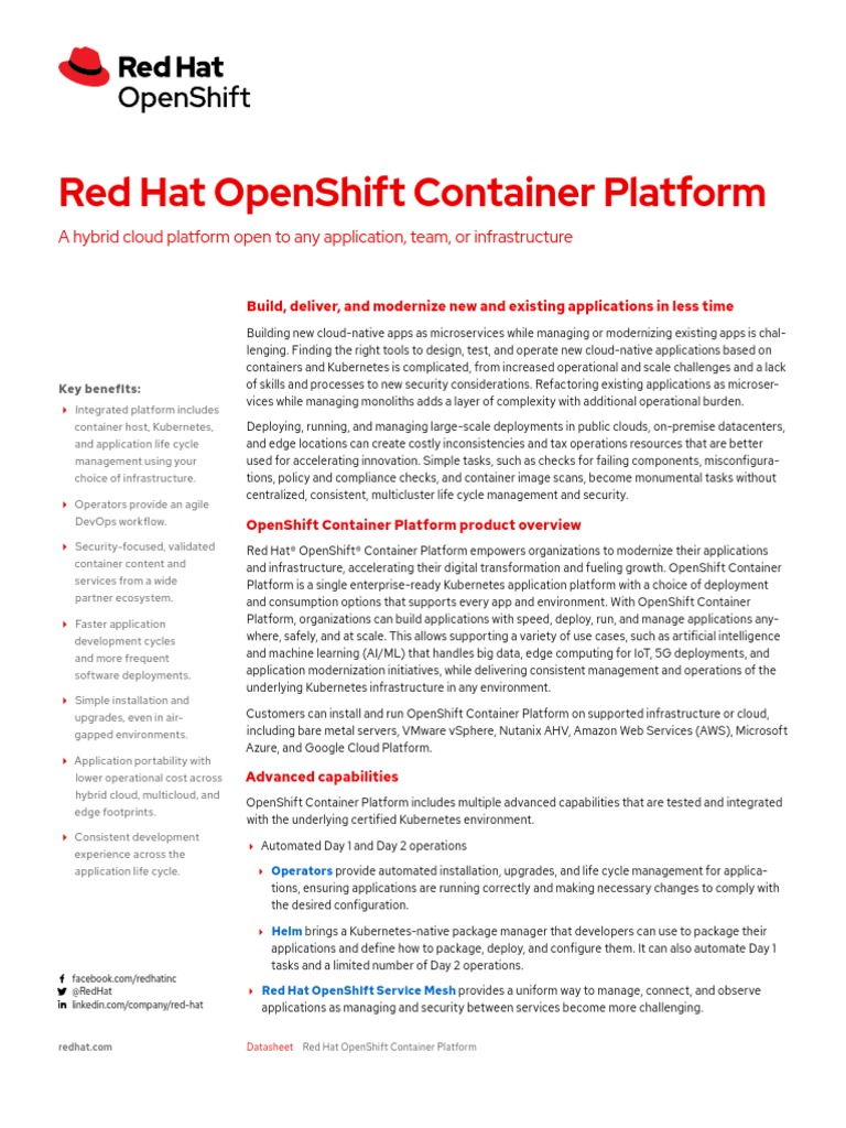 Red Hat Openshift Container Platform Pdf Cloud Computing Red Hat