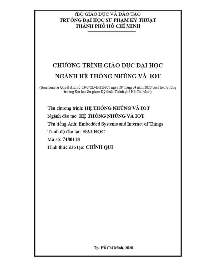 CTDT - HỆ THỐNG NHÚNG VÀ IOT | PDF