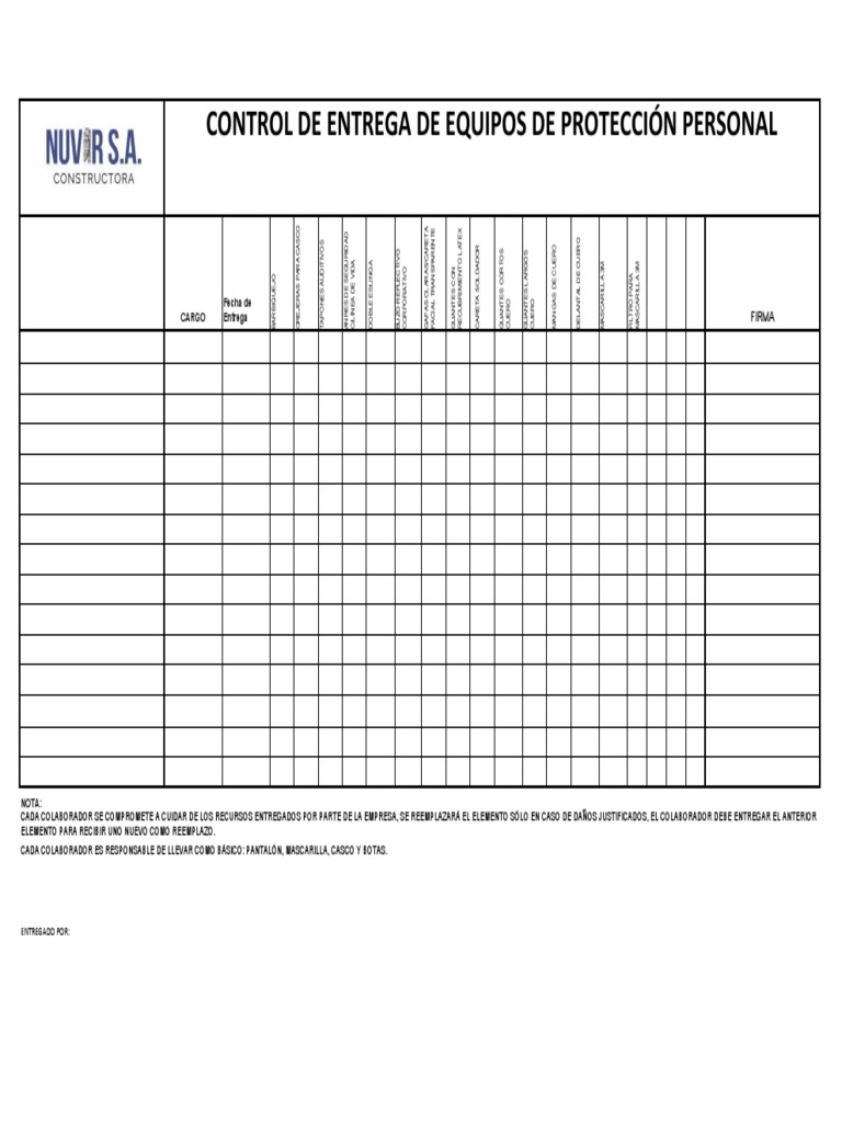 CONTROL ENTREGA EPP | PDF