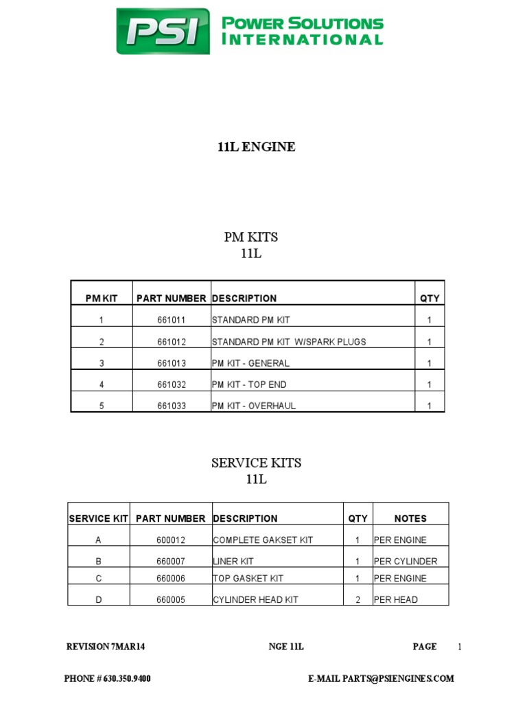 11L Psi NG Engine Parts | PDF | Piston | Screw