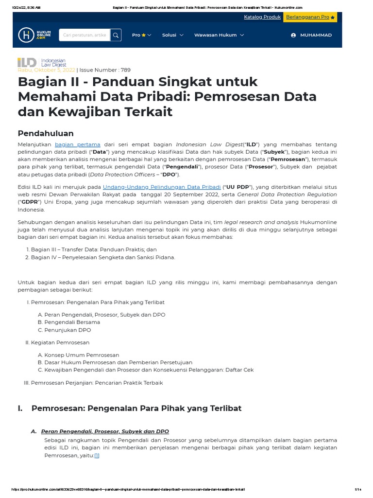 Bagian II - Panduan Singkat Untuk Memahami Data Pribadi - Pemrosesan ...