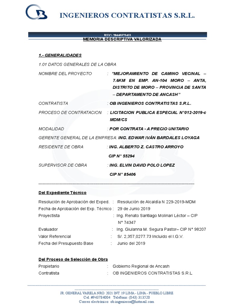 Memoria Valorizada | Descargar gratis PDF | edificio | Materiales