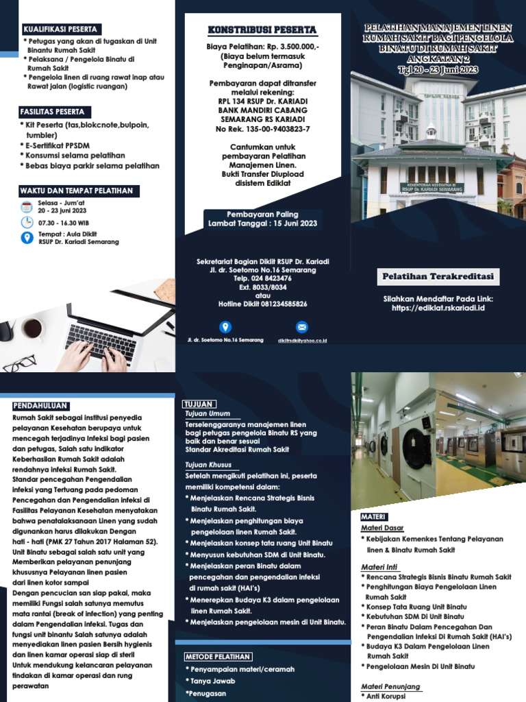 Leaflet Pelatihan Manajemen Linen Gel.2 | PDF
