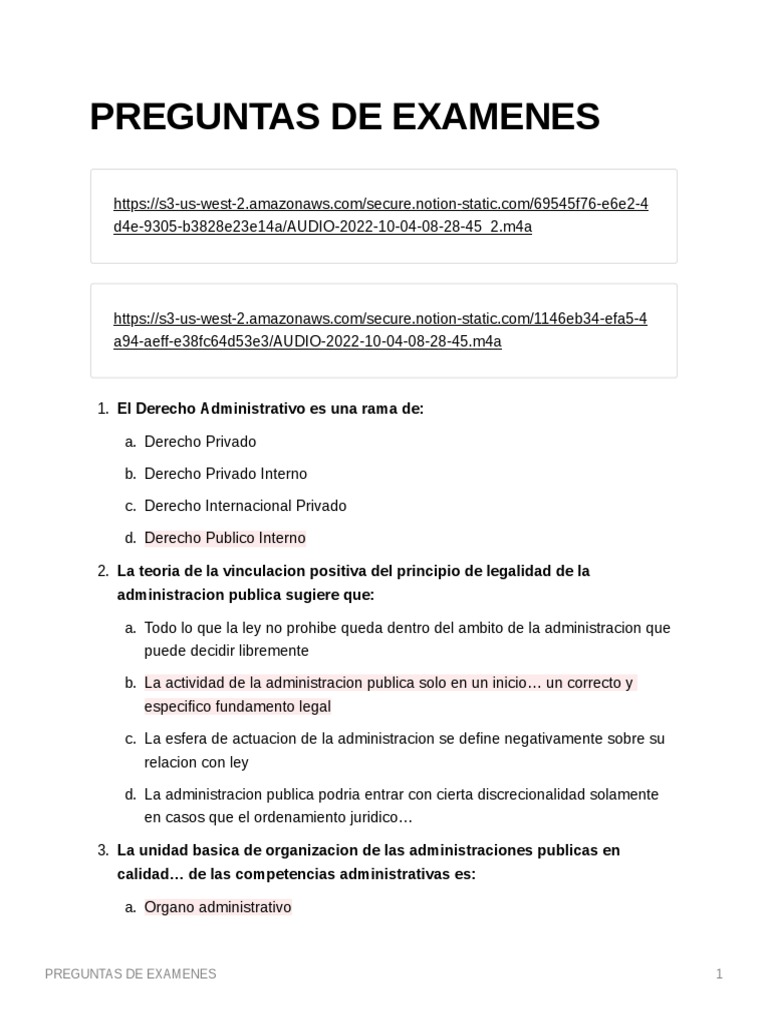 Preguntas de Examenes | PDF | Administración Pública | Nulo (ley)