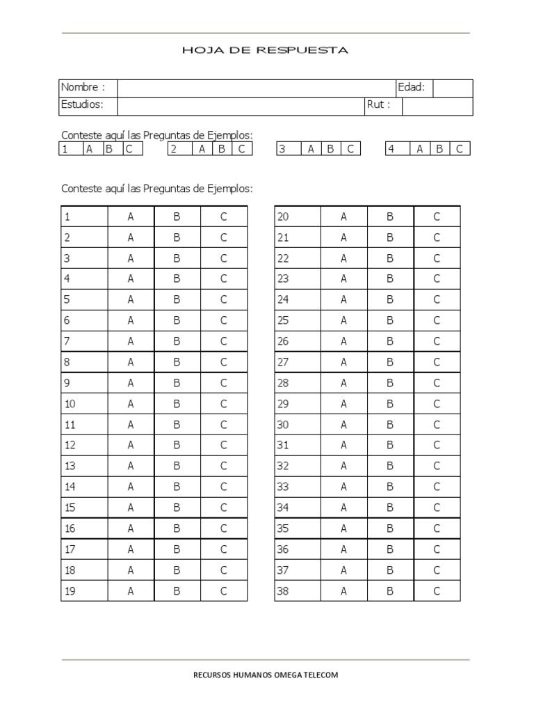 Hoja de Respuesta | PDF