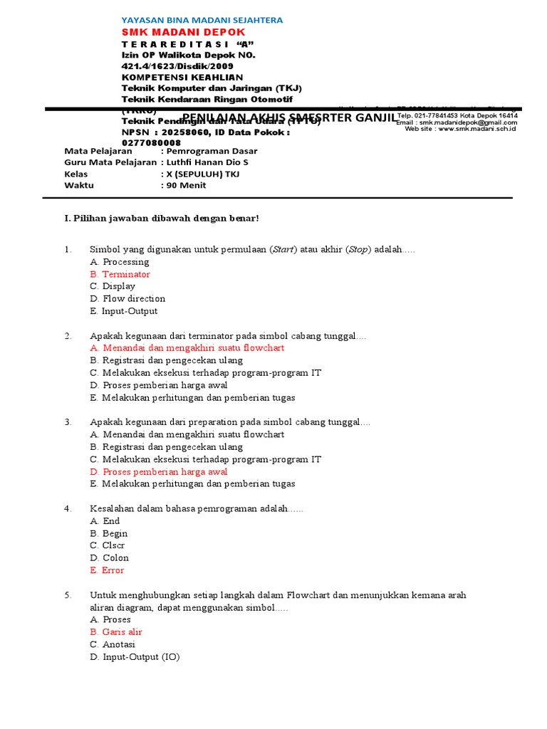 Soal Pas Kelas 10 Prodas | PDF