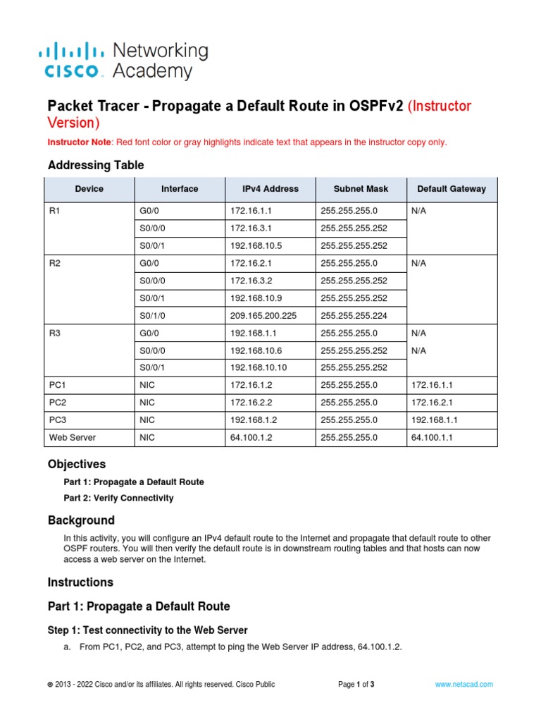 OctavoParaleloAAnrangoEdwin2.5.3 Packet Tracer - Propagate A Default ...