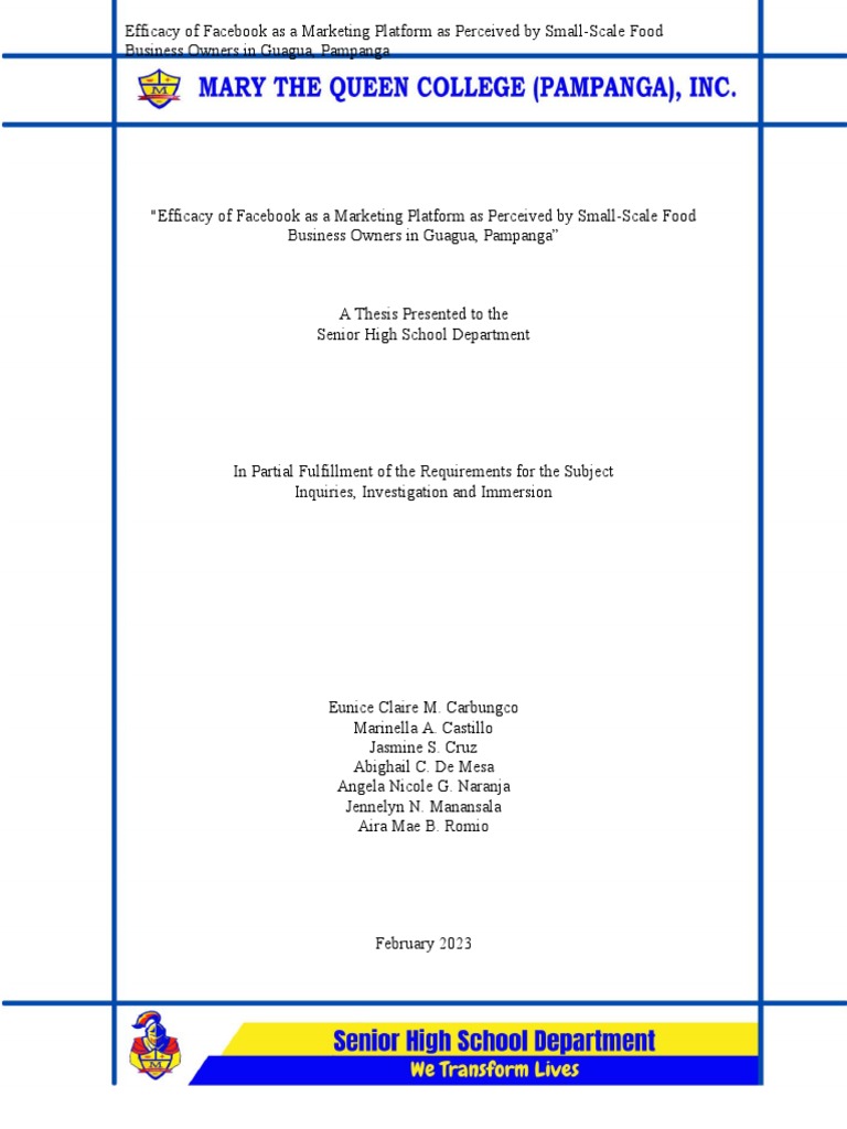 Thesis Manuscript - GROUP6 1 | PDF | Marketing | Survey Methodology