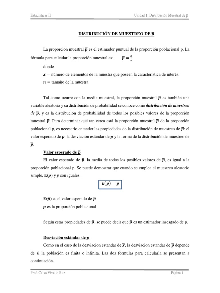 1.4 Distribución Muestral de la Proporción | PDF