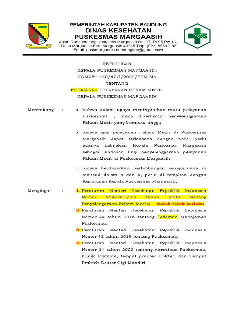 2a - SK Pelayanan RM | PDF