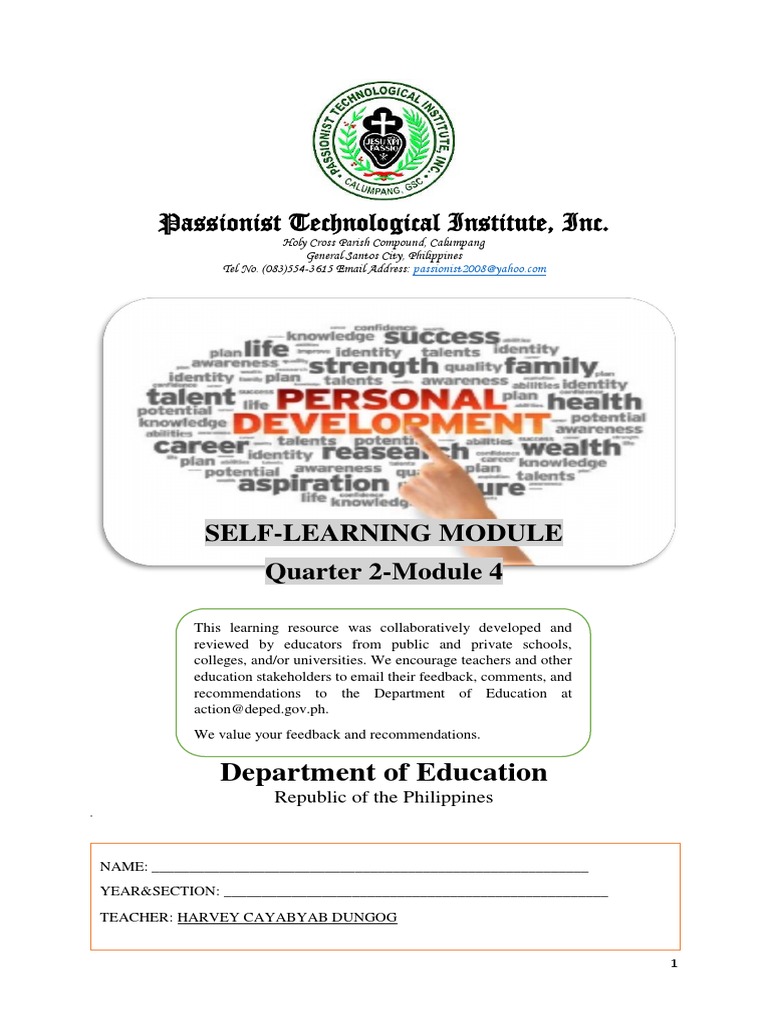 PDF Learning Materials of PerDev Module 4 | PDF | Wellness