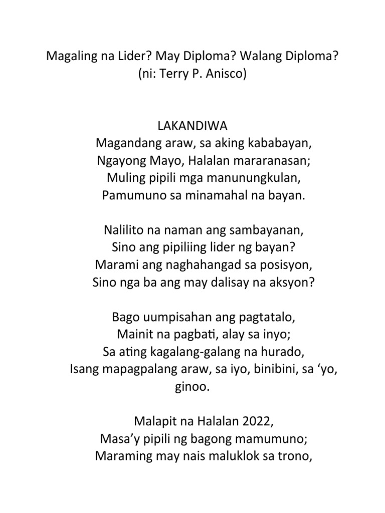 Balagtasan Script, EFEMHS, Pugaan, Iligan City | PDF