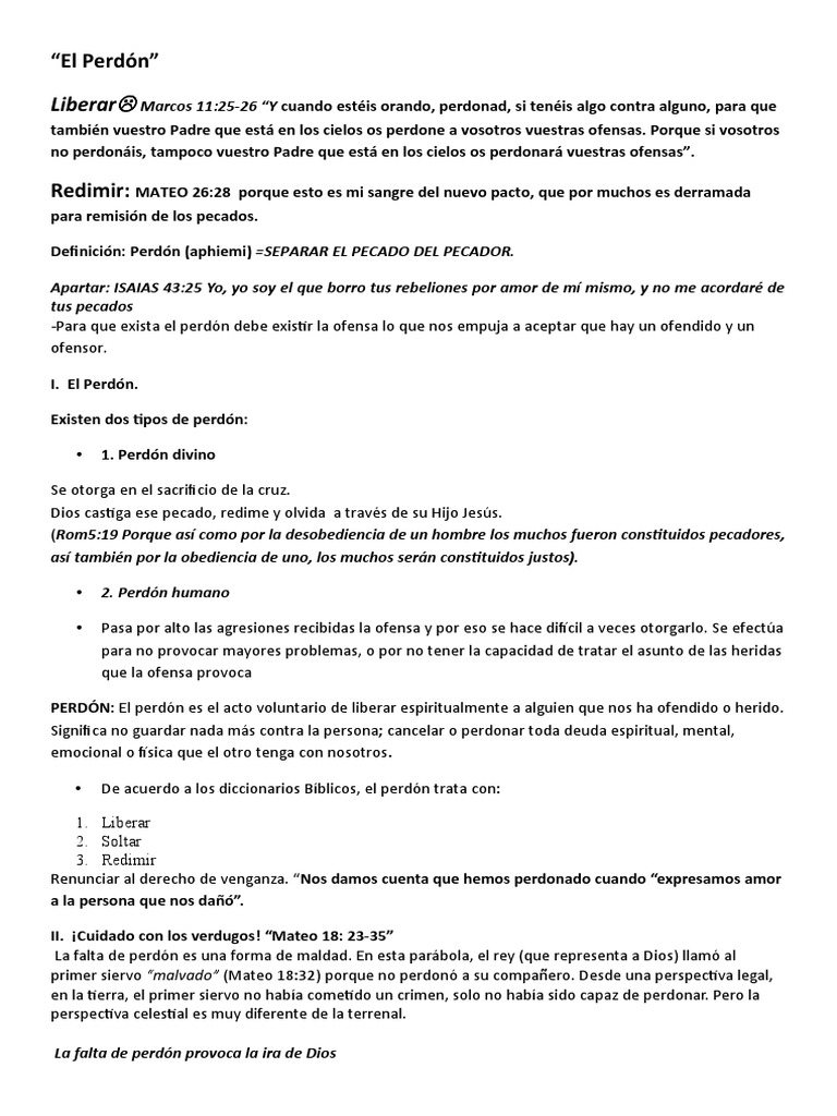 El Perdón | PDF | Perdón | Pecado