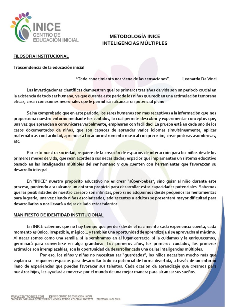 METODOLOGÍA-INICE | PDF | Aprendizaje | Educación de la primera infancia