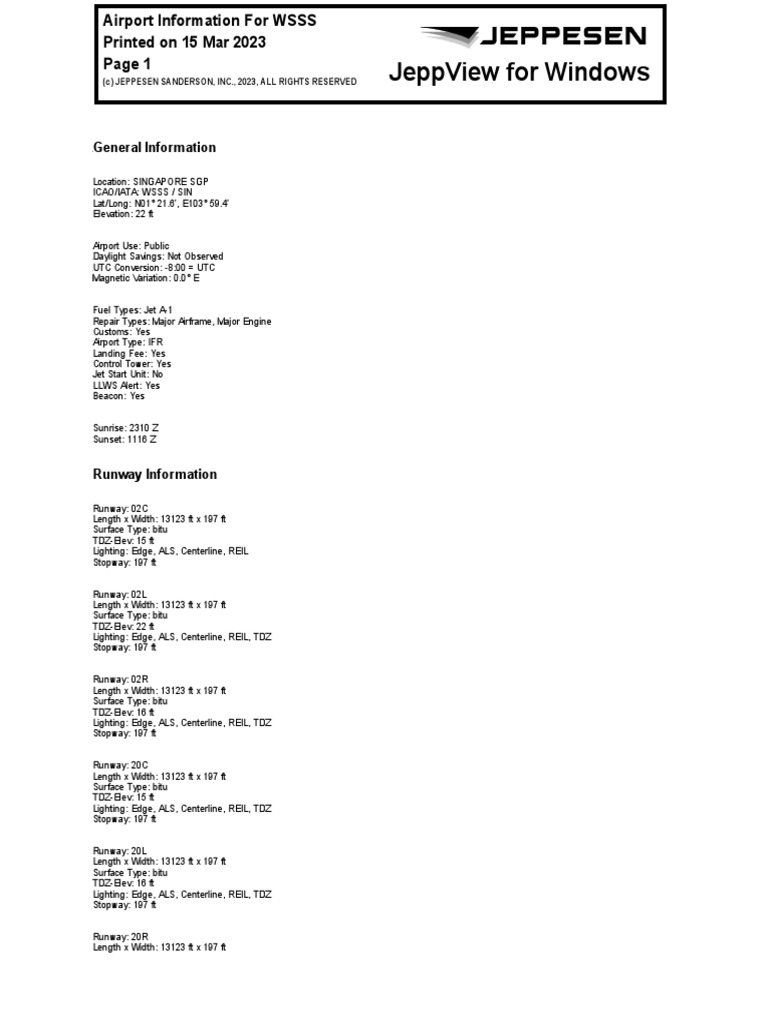 Wsss Changi Singapore | PDF | Air Traffic Control | Runway