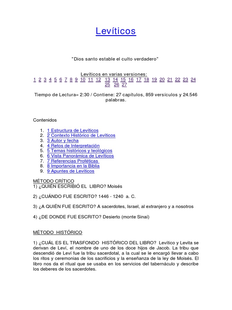 Levítico Todos Los Datos | PDF | Libro de levítico | Expiación en el ...