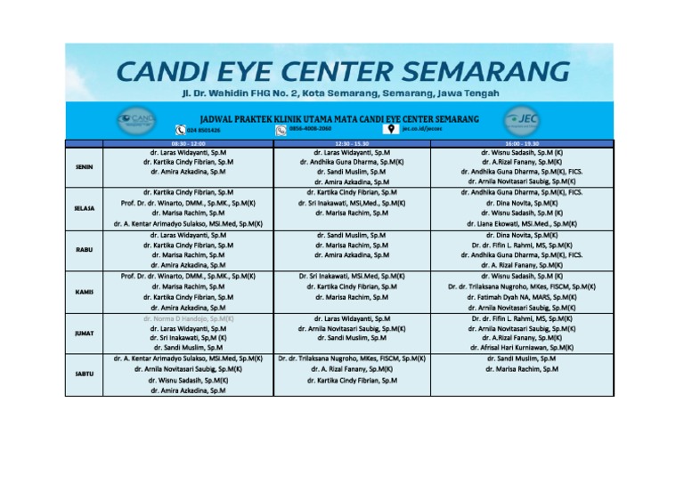 Jadwal Dokter Kum Candi Eye Center Semarang | PDF