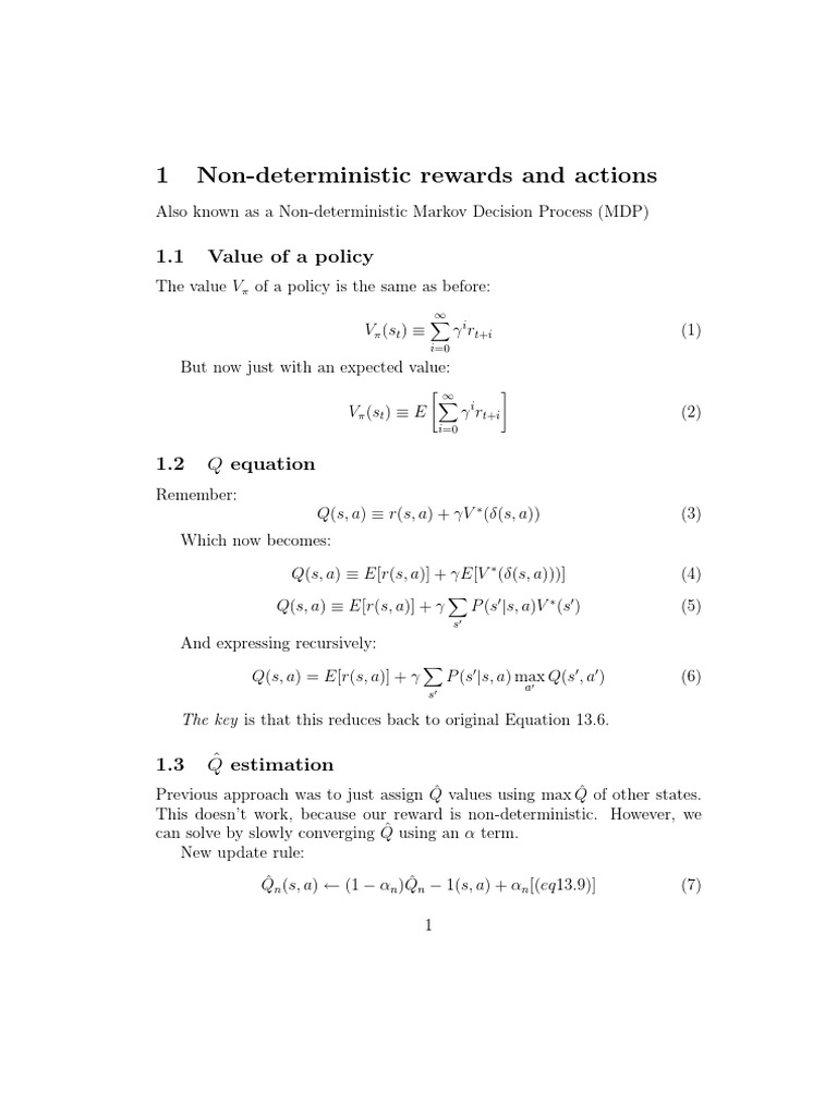 Non-Deterministic Reward and Action | PDF | Theoretical Computer Science | Cognition