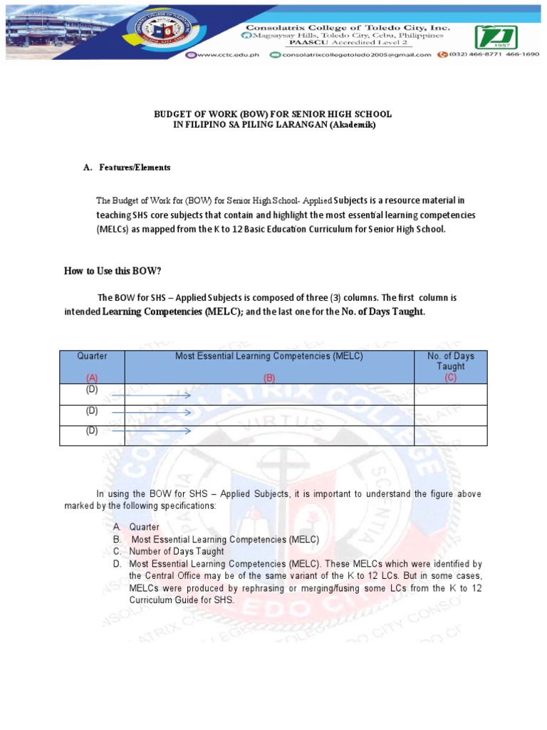 BOW - Pagsulat Sa Piling Larangan | PDF