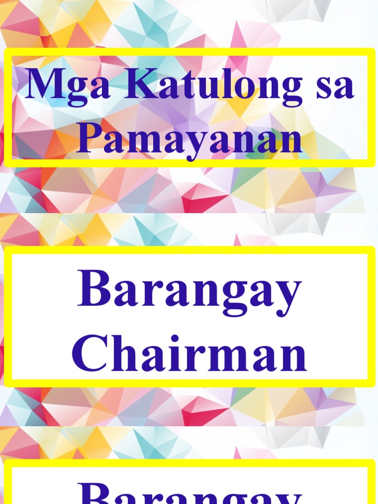 Mga Katulong Sa Pamayanan | PDF