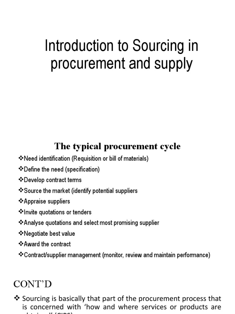 001 Introduction To Sourcing | PDF | Procurement | Supply Chain