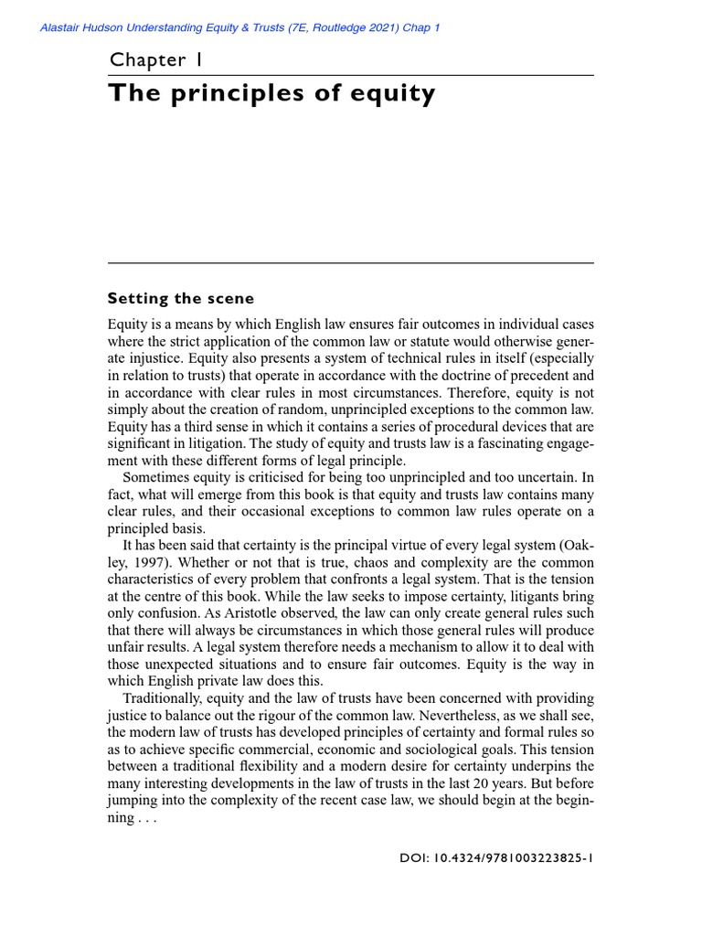 Understanding Equity and Trusts Principles | PDF | Equity (Law) | Legal Remedy