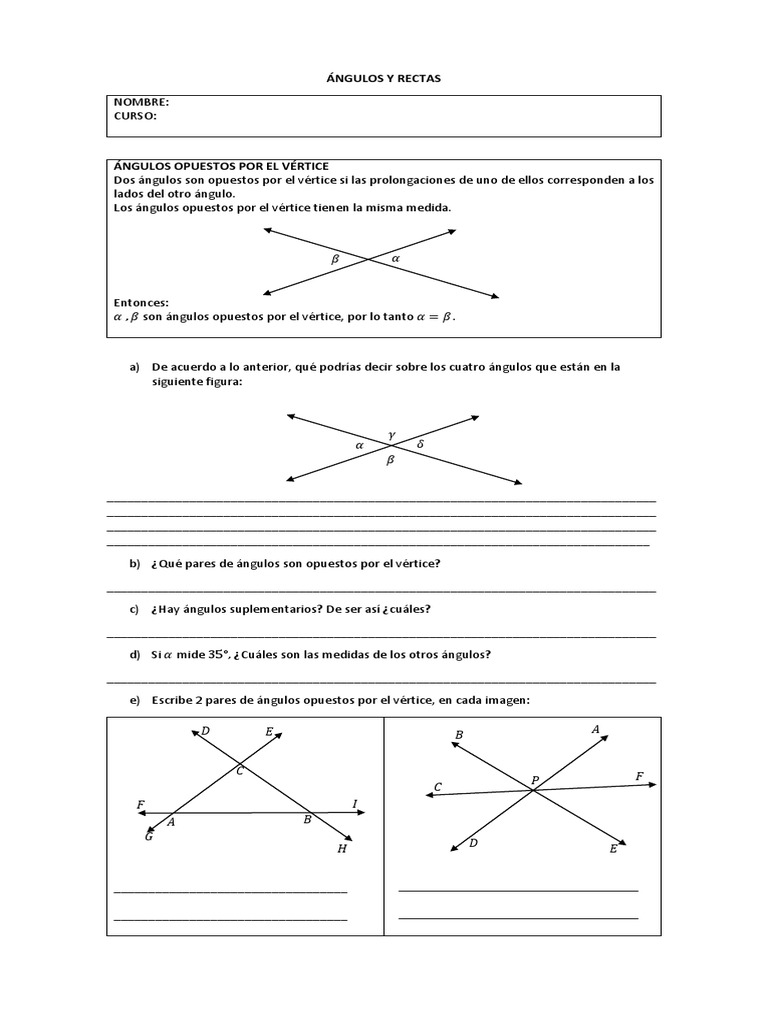 Ángulos Opuestos Por El Vértice | PDF | Ángulo | Triángulo
