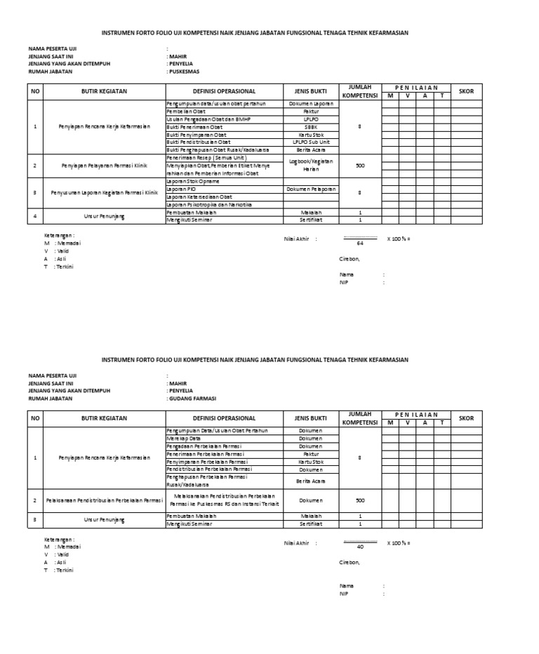 Instrumen Forto Folio Uji Kompetisi | PDF