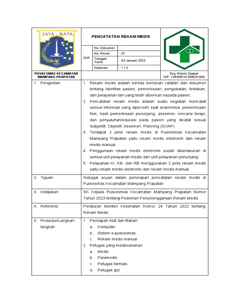 Sop Pencatatan | PDF