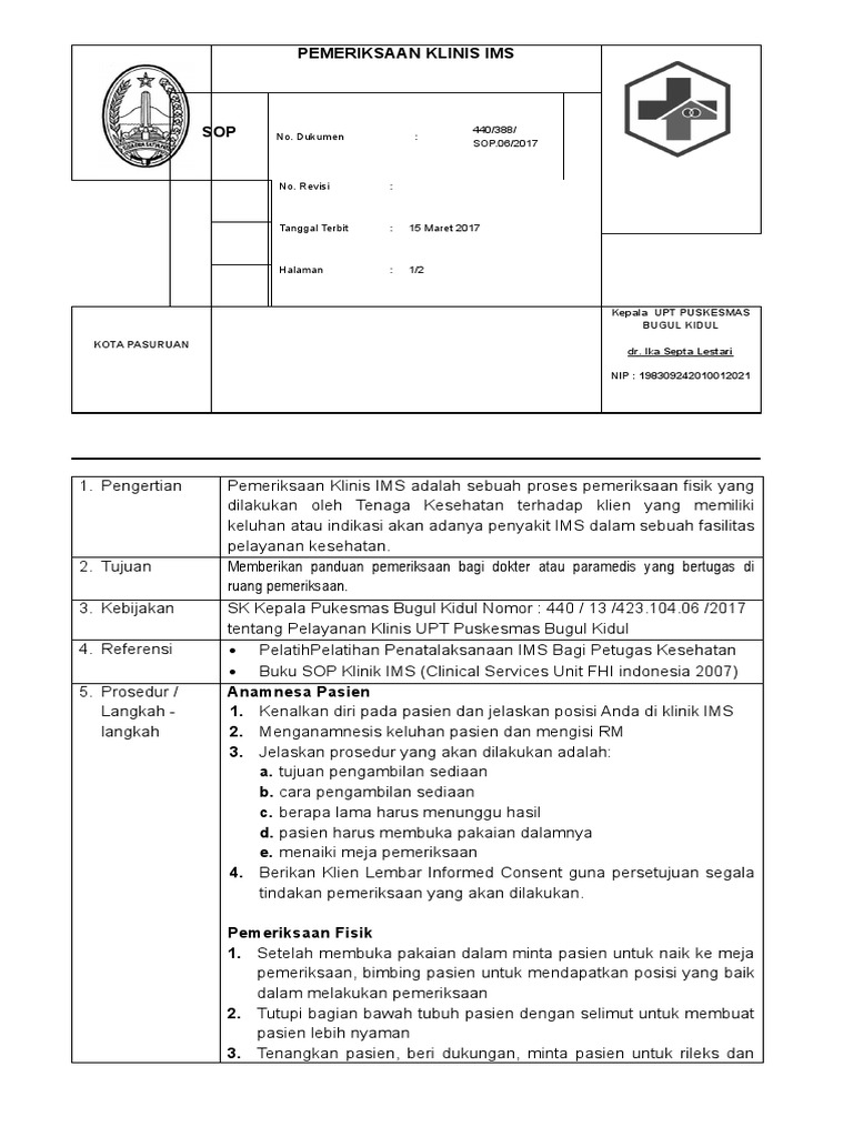 Pemeriksaan Klinis Ims | PDF