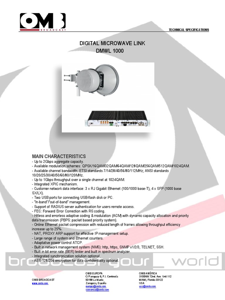 Digital Microwave Link Specs | PDF | Computer Network | Ethernet