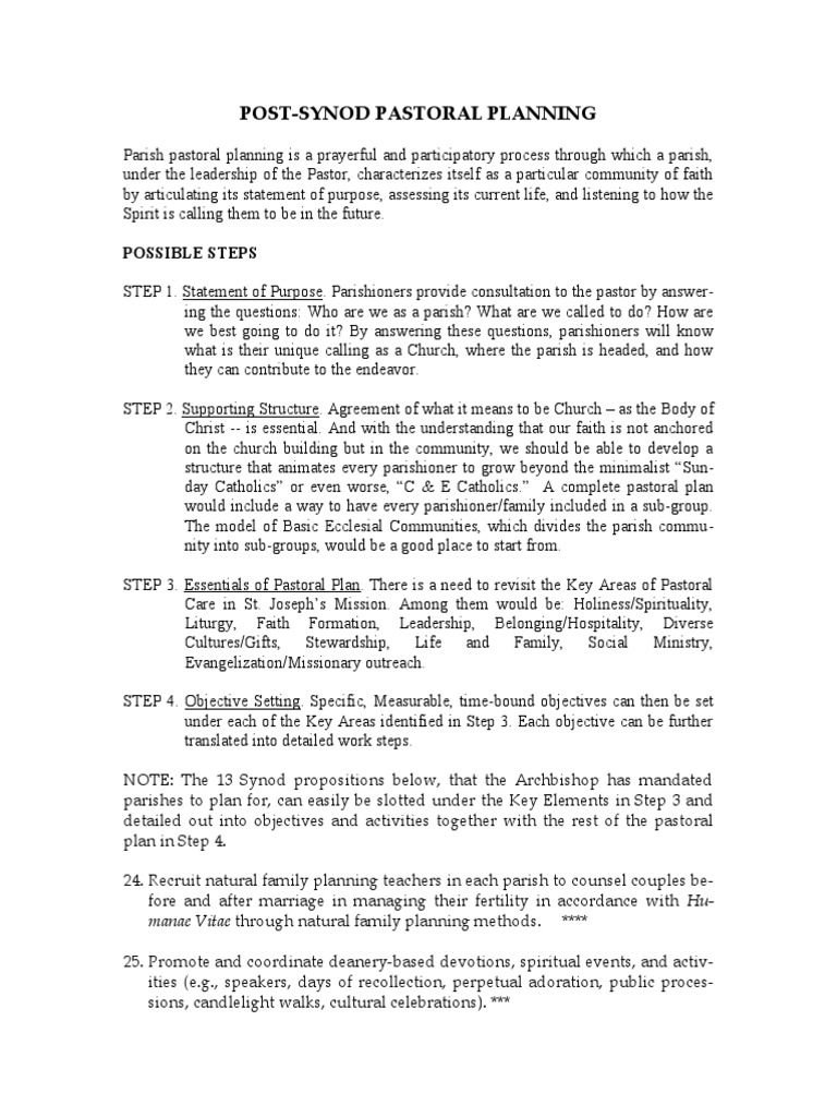 Pastoral Planning | PDF | Catholic Church | Parish