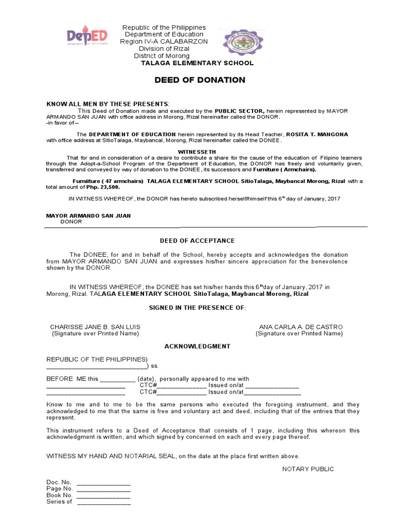 Deed of Donation | PDF | Philippines | Legal Documents