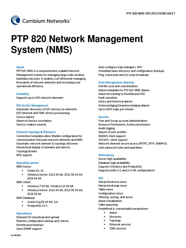PTP 820 NMS Q12020 | PDF | Computers
