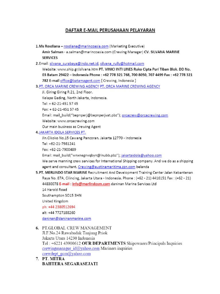 DAFTAR PERUSAHAAN PELAYARAN - PDF Download Gratis | PDF