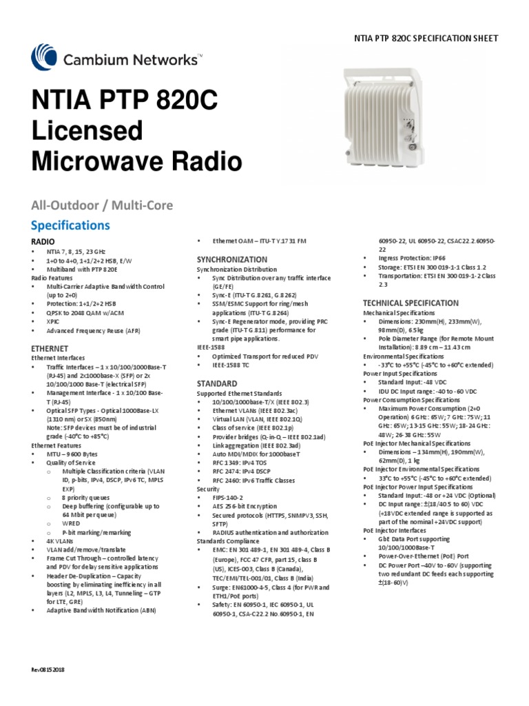 04 - PTP 820C NTIA FIPS Jan 2019 | PDF | Telecommunications | Data ...