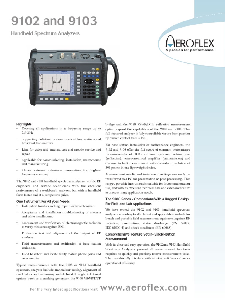 Aeroflex 9102 Datasheet | PDF | Antenna (Radio) | Radio Spectrum