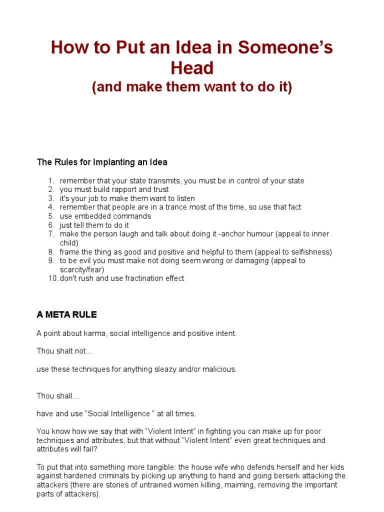How To Put An Idea in Someone's Head: (And Make Them Want To Do It ...