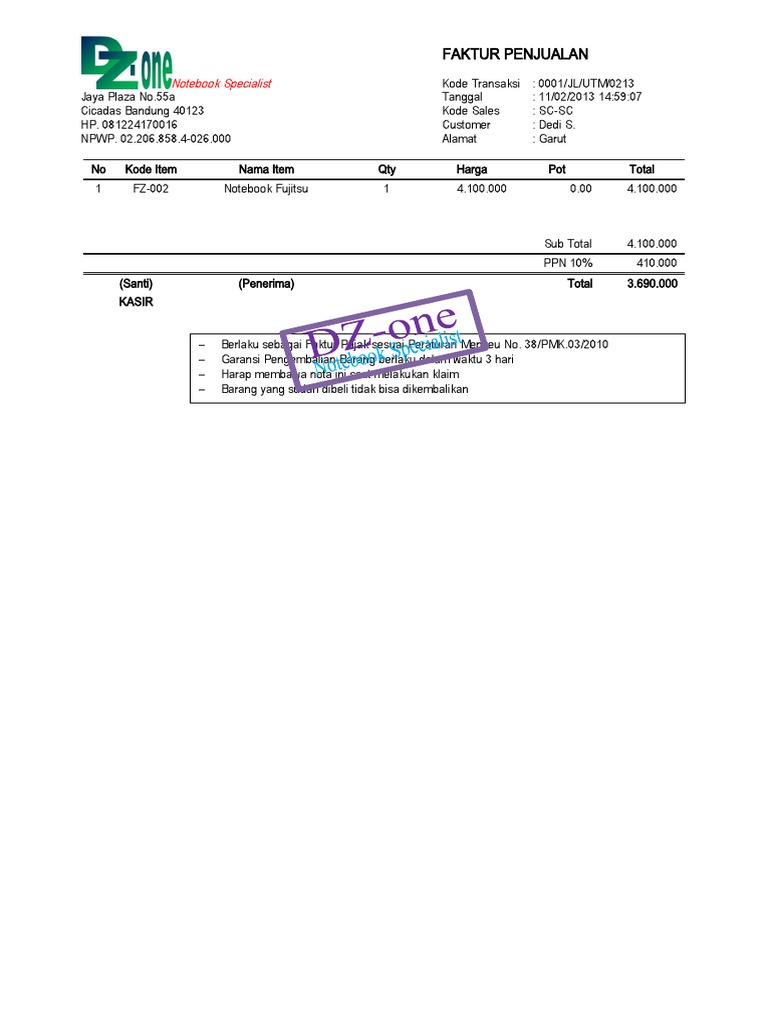 Faktur Penjualan | PDF