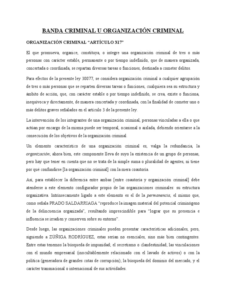 Diferencias entre Banda y Organización Criminal | PDF | Ciencias sociales