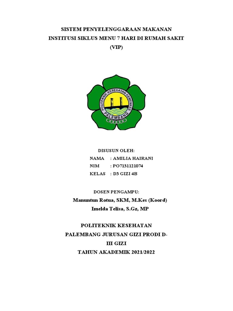 Menu 7 Hari VIP Rumah Sakit | PDF